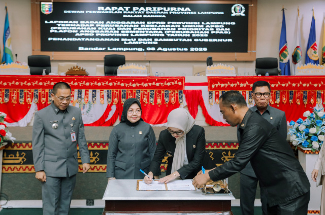 Pemprov Bersama DPRD Tandatangani Nota Kesepahaman Kebijakan KUA-PPAS APBD Provinsi Lampung ...